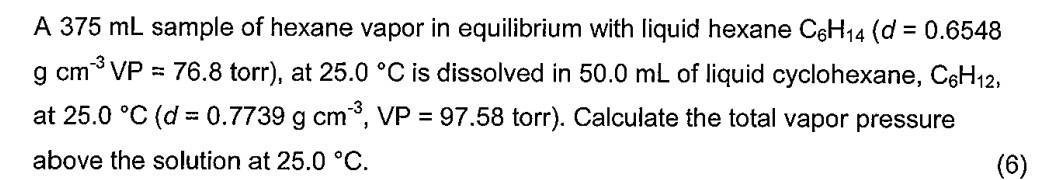 Solved A 375 mL sample of hexane vapor in equilibrium with | Chegg.com