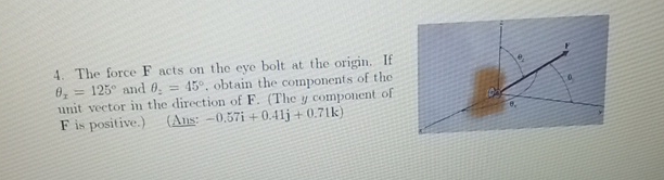 Solved The force F ﻿acts on the eye bolt at the origin. If | Chegg.com