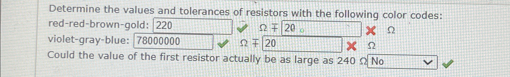 Solved Determine the values and tolerances of resistors with | Chegg.com
