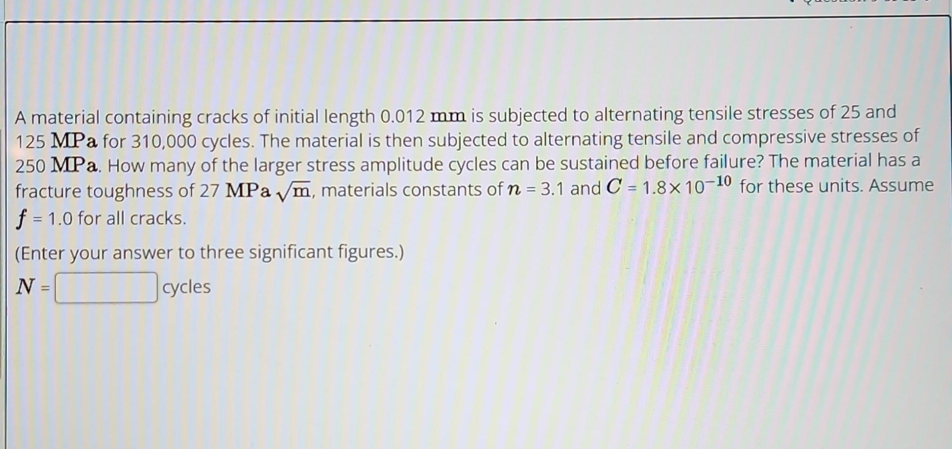 Solved A material containing cracks of initial length \\( | Chegg.com