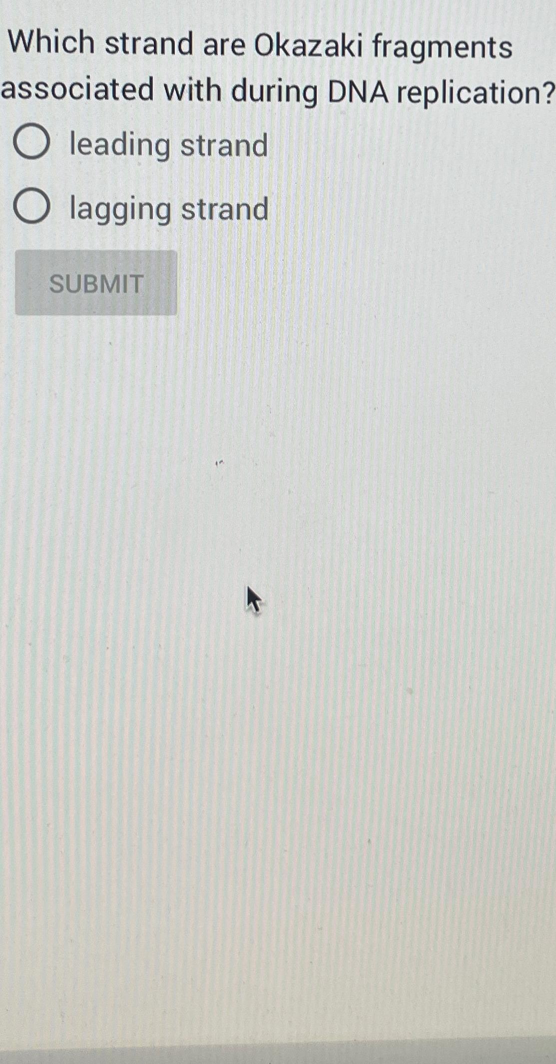 Solved Which strand are Okazaki fragments associated with | Chegg.com