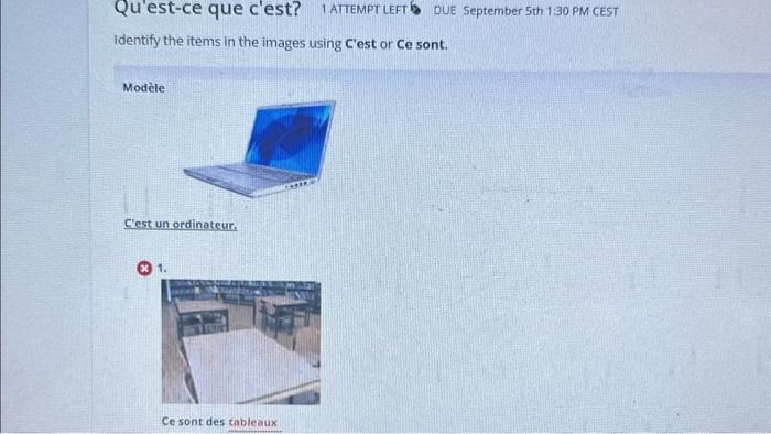 Qu'est-ce que c'est? 1 ATIEMPT LEFT DUE September 5th | Chegg.com