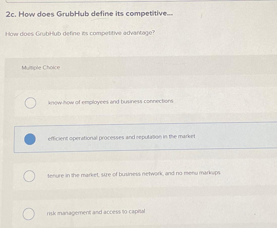 Solved 2c. ﻿How does GrubHub define its competitive...How | Chegg.com