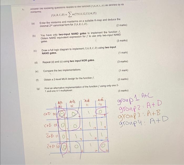 Solved If The Kmap Is Correct And The Reduced Pos And