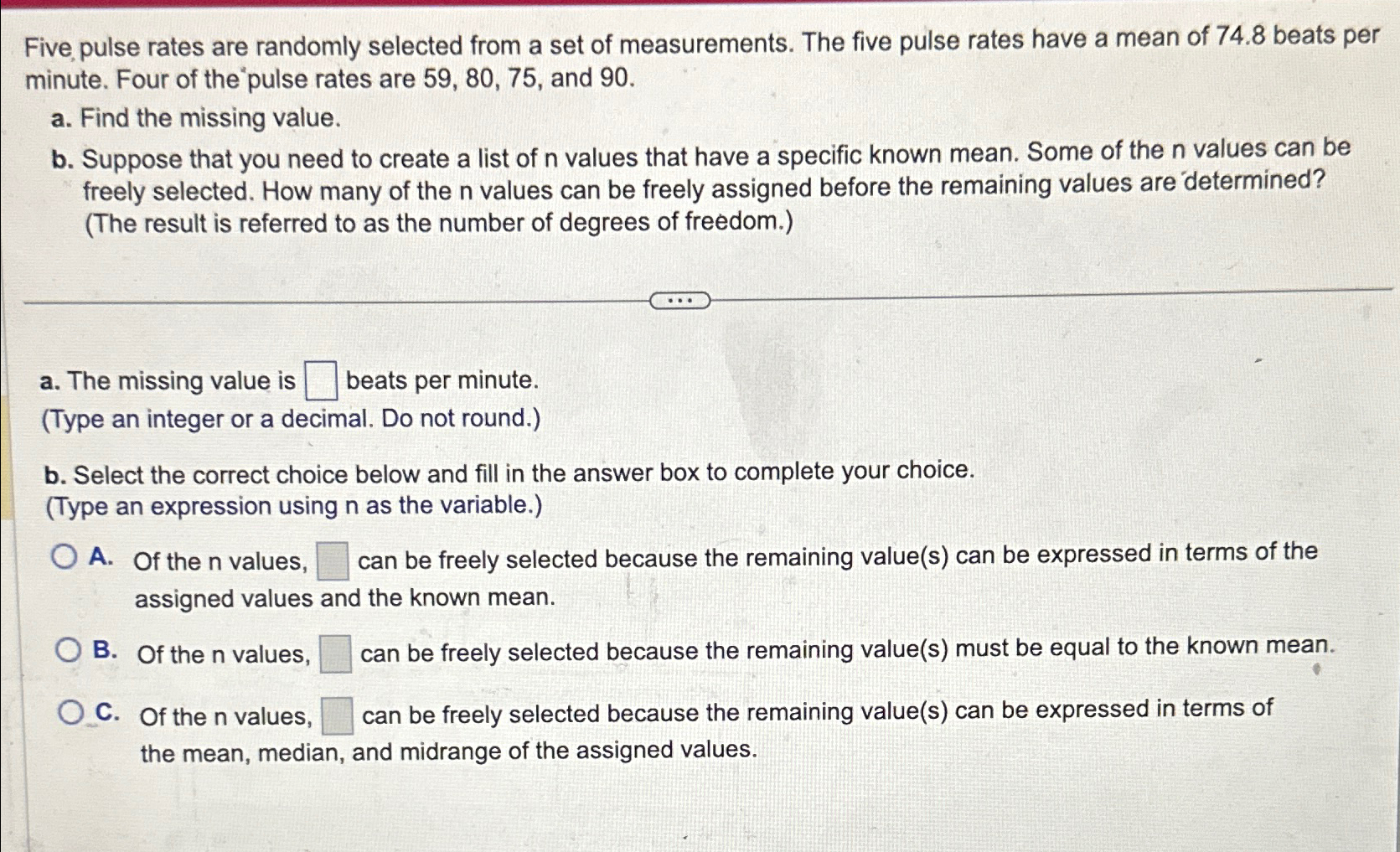 Solved Five Pulse Rates Are Randomly Selected From A Set Of