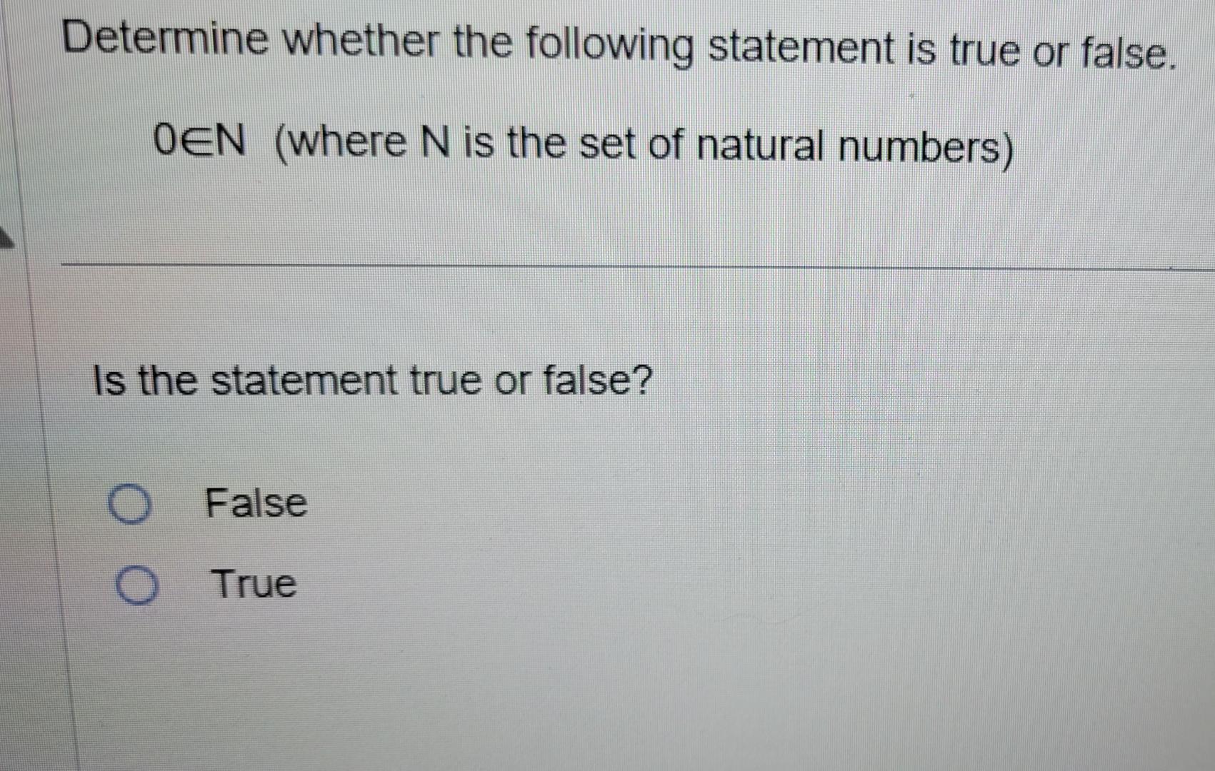 Solved Determine whether the following statement is true or | Chegg.com