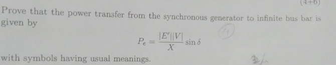 Solved Prove that the power transfer from the synchronous | Chegg.com