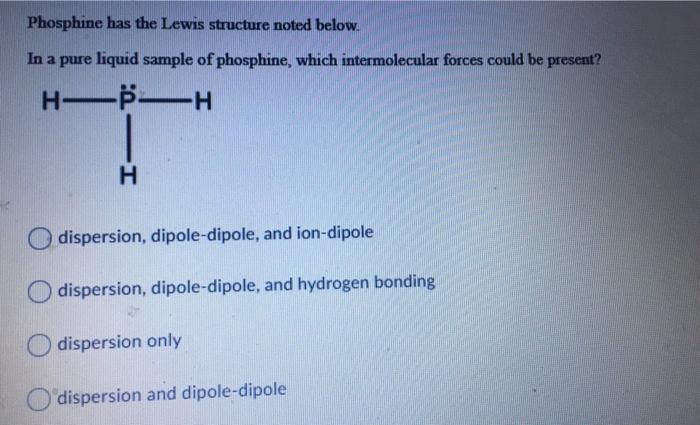 Solved Phosphine has the Lewis structure noted below. In a | Chegg.com