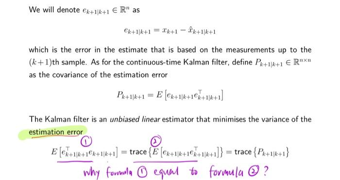 Solved 11.2 Discrete Kalman filter As with the | Chegg.com