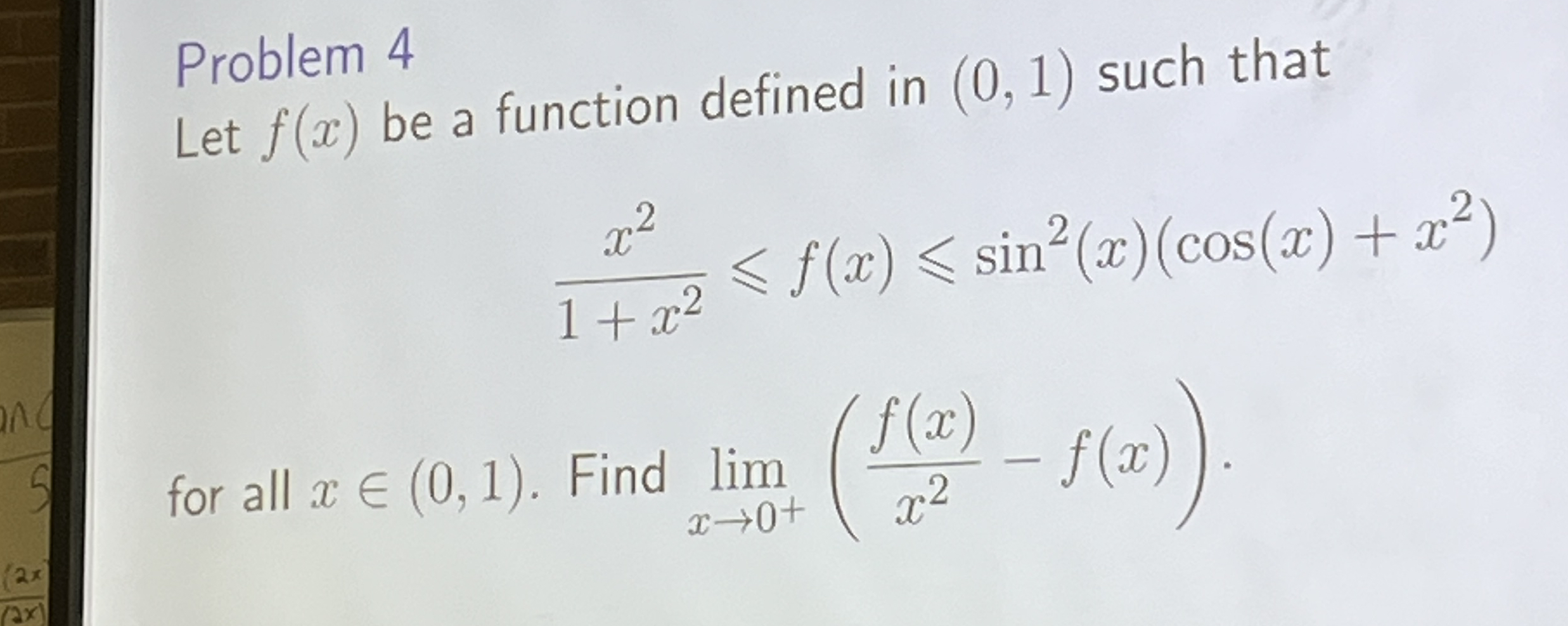 Solved Let f(x) ﻿be a function defined in (0,1) ﻿such | Chegg.com