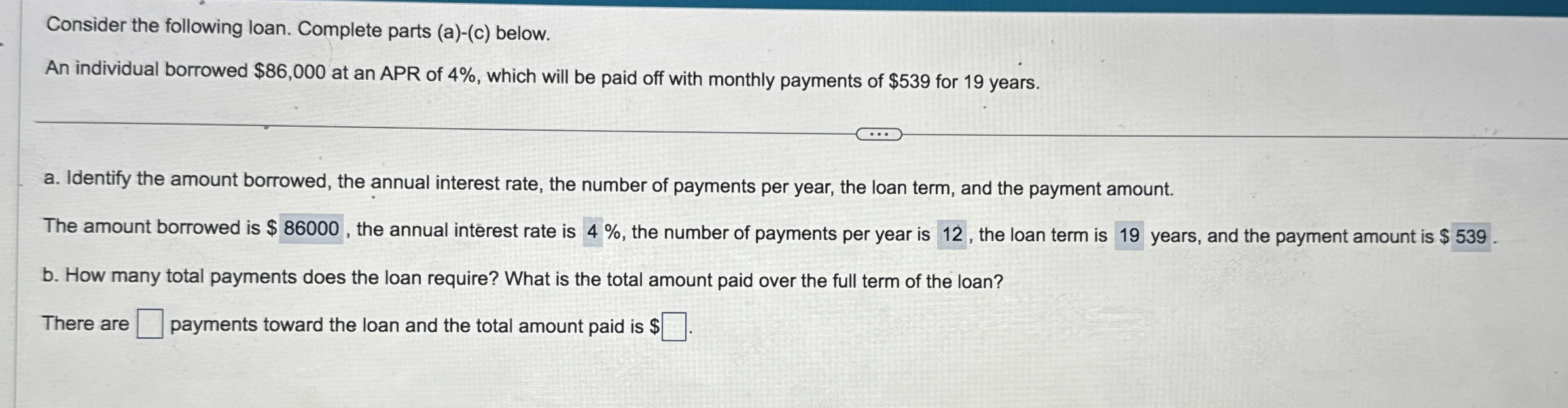 Solved Consider the following loan. Complete parts (a)-(c) | Chegg.com