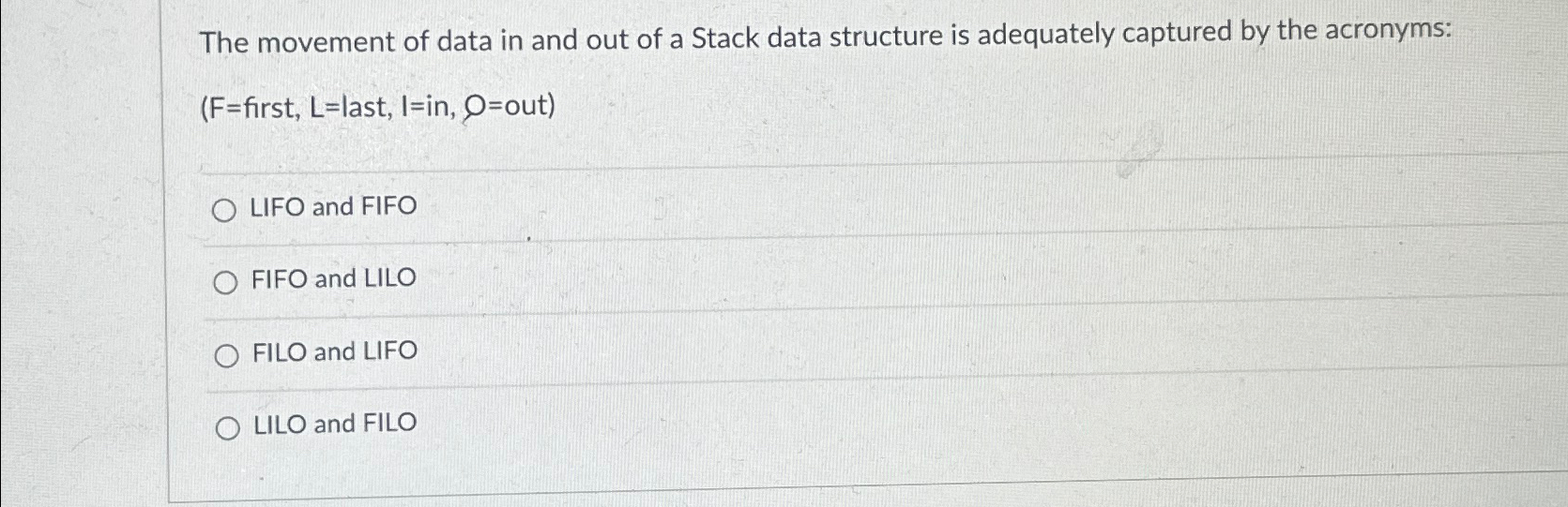 Solved The movement of data in and out of a Stack data | Chegg.com