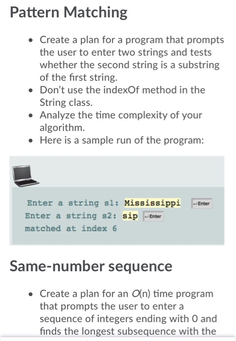 Solved Pattern Matching Create a plan for a program that | Chegg.com