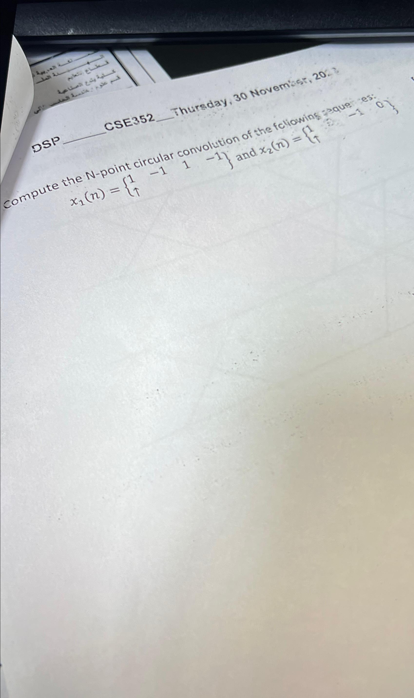 Solved Compute The N Point Circular Convolution Of The 
