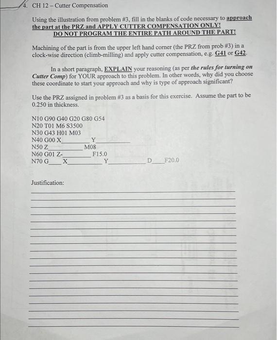 4. CH 12-Cutter Compensation Using the illustration | Chegg.com