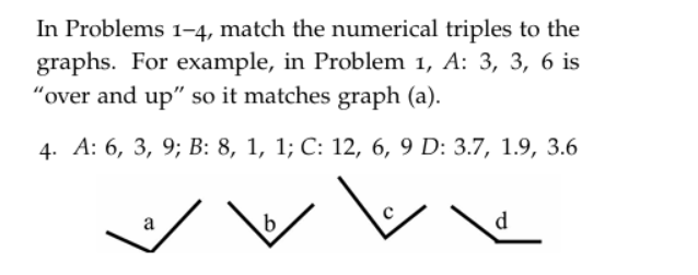 In ﻿Problems 1-4, ﻿match the numerical triples to | Chegg.com