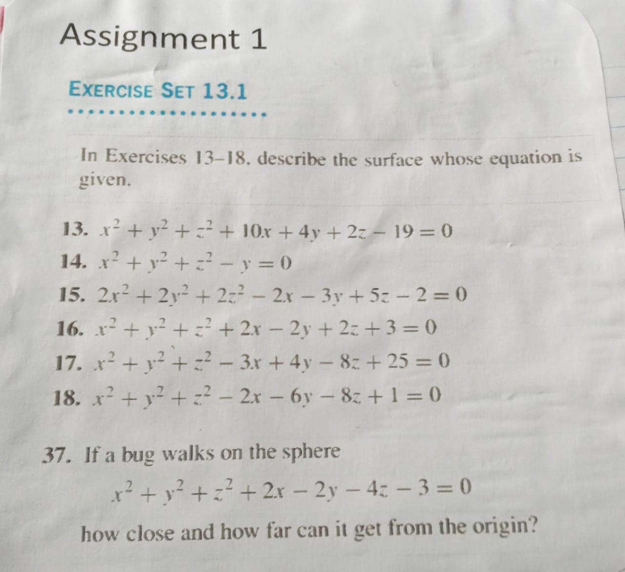 Solved Assignment 1EXERCISE SET 13.1In Exercises 13-18, | Chegg.com