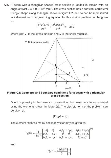 Q2. A beam with a triangular shaped cross-section is | Chegg.com