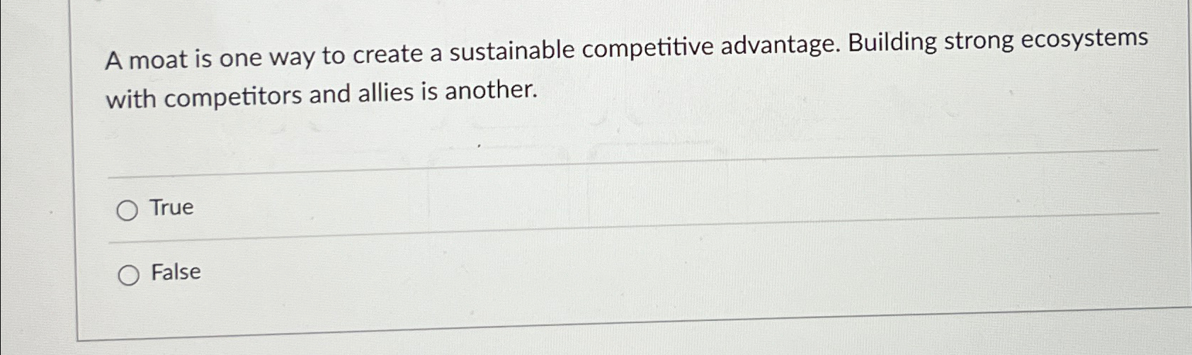 Solved A moat is one way to create a sustainable competitive | Chegg.com