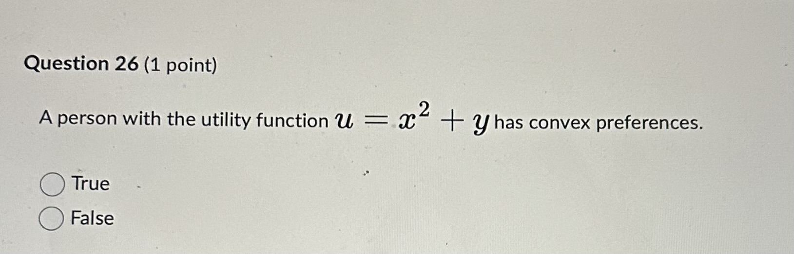 Solved Question 26 (1 ﻿point)A person with the utility | Chegg.com
