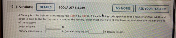 Solved 13. [-/2 points) DETAILS SCOLALG7 1.4.089. MY NOTES | Chegg.com