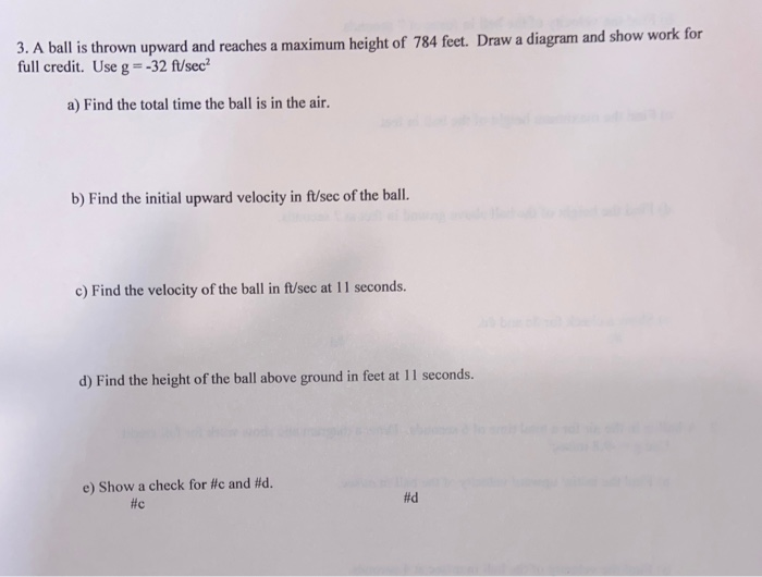 Solved 3. A ball is thrown upward and reaches a maximum | Chegg.com