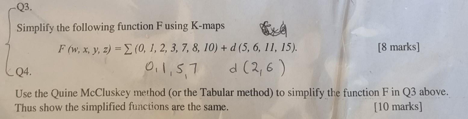 Solved Simplify the following function F using K-maps | Chegg.com