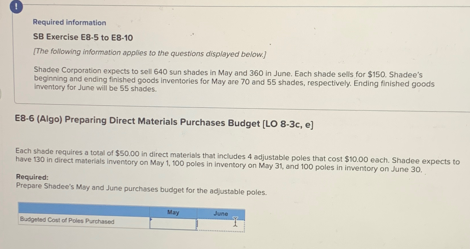 Solved !Required informationSB Exercise E8-5 ﻿to E8-10[The | Chegg.com