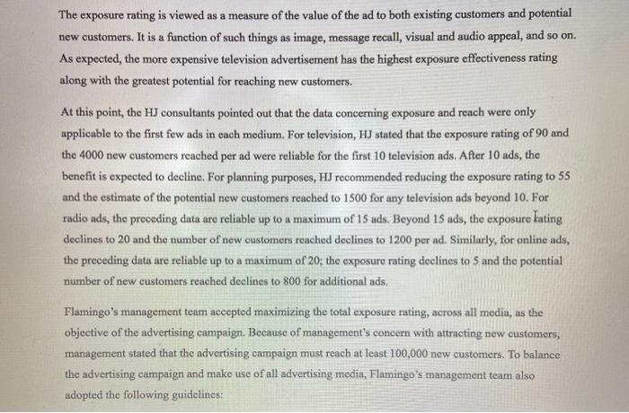 Solved Case Problem Planning an Advertising Campaign 1 The | Chegg.com