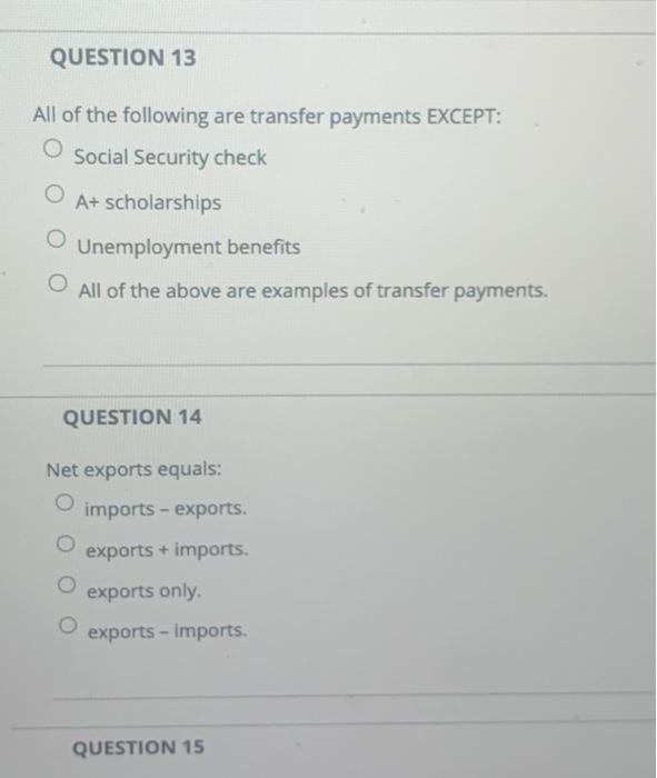 Solved QUESTION 13 All of the following are transfer | Chegg.com