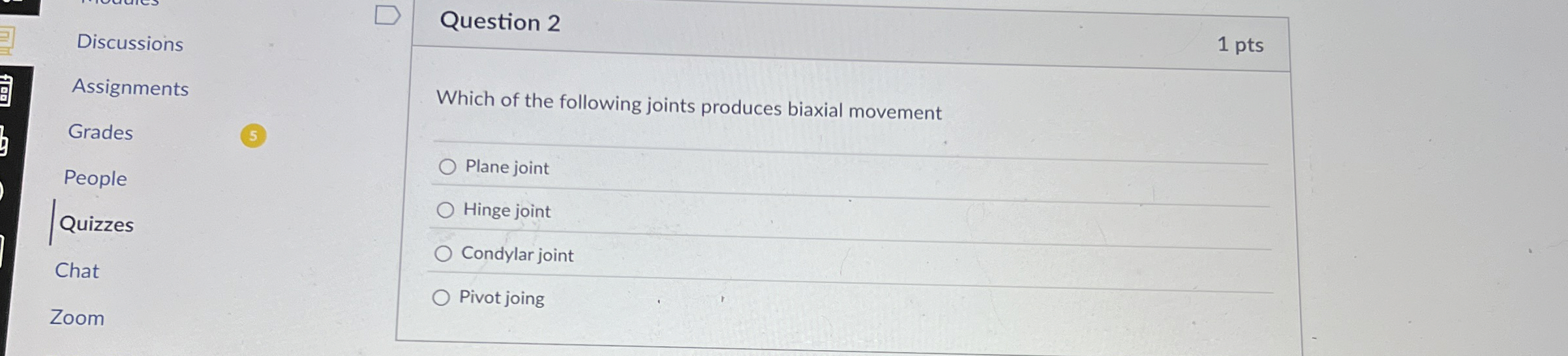 Solved Question 21 ﻿ptsWhich of the following joints | Chegg.com