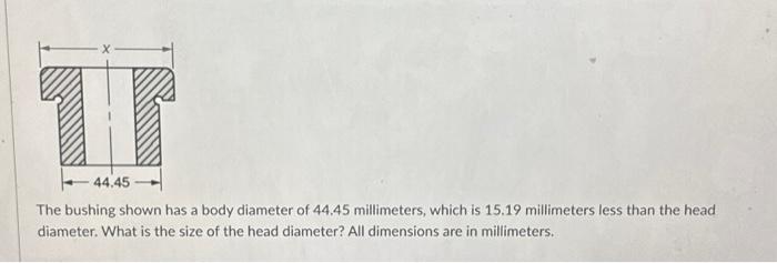 Solved T 44.45 The bushing shown has a body diameter of | Chegg.com