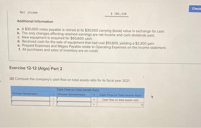 Solved Exercise 12-12 (Algo) Indirect: Preparing statement | Chegg.com