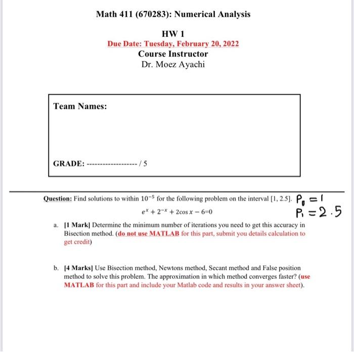 Solved i want matlab screen shots of question b bisection | Chegg.com