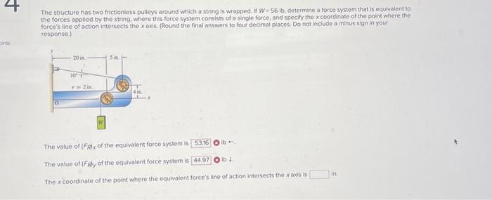 Solved The structure has two frictionless pulleys around | Chegg.com