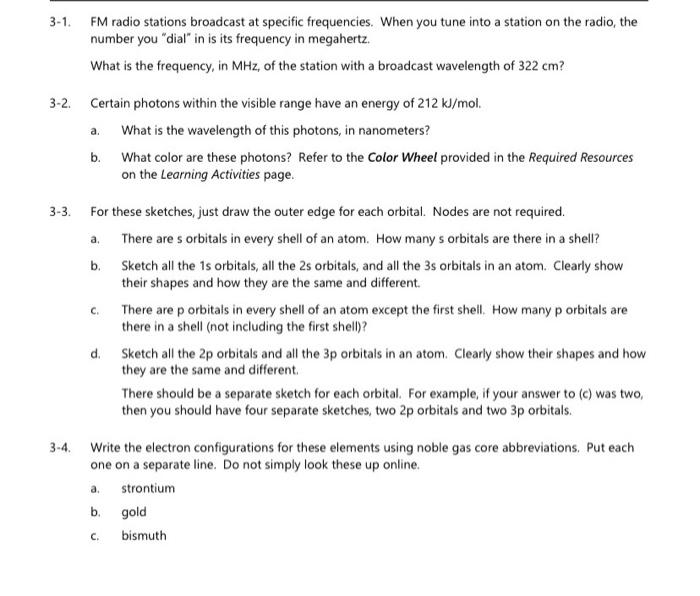 Solved 3-1. FM radio stations broadcast at specific | Chegg.com