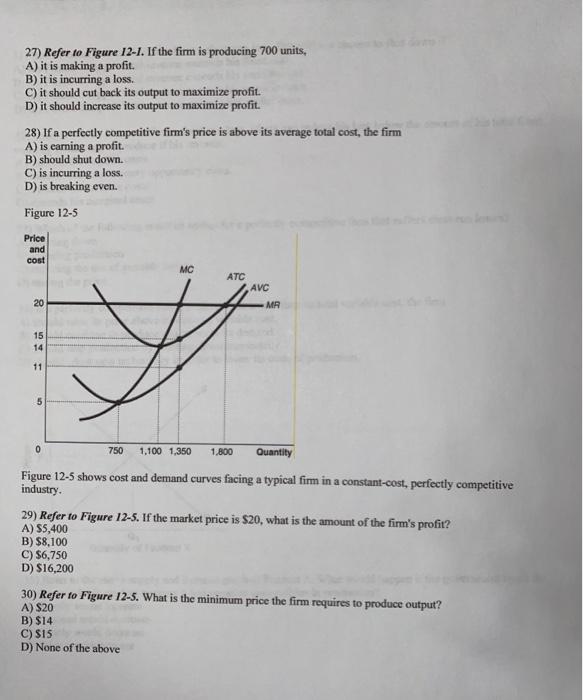 Solved 27) Refer to Figure 12-1. If the firm is producing | Chegg.com