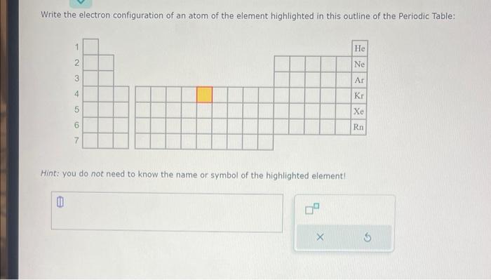 Solved Write the electron configuration of an atom of the | Chegg.com