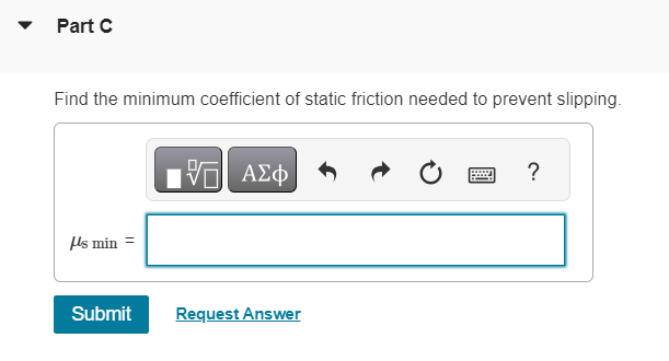 Solved Part CFind the minimum coefficient of static friction | Chegg.com
