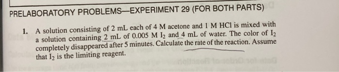 Solved PRELABORATORY PROBLEMS-EXPERIMENT 29 (FOR BOTH PARTS) | Chegg.com