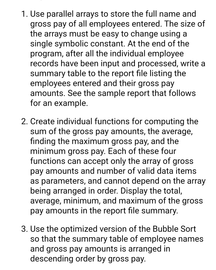 1. Use parallel arrays to store the full name and | Chegg.com