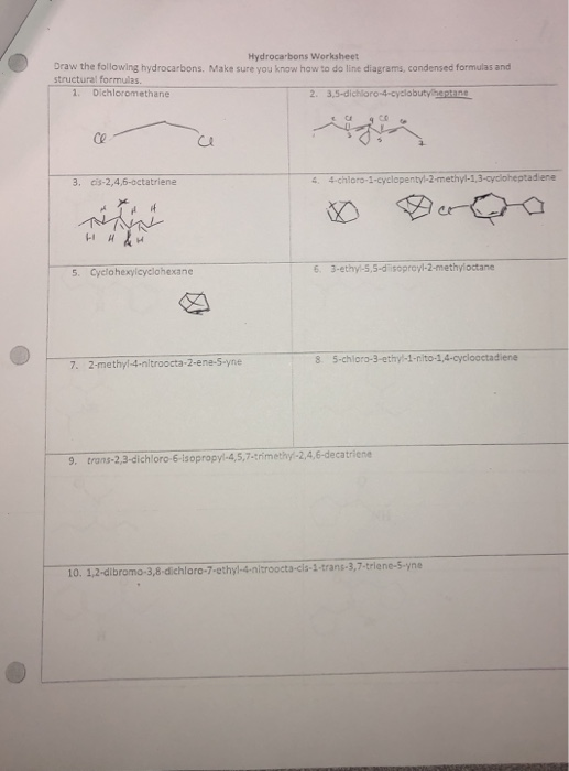 Solved Hydrocarbons Worksheet Draw the following | Chegg.com
