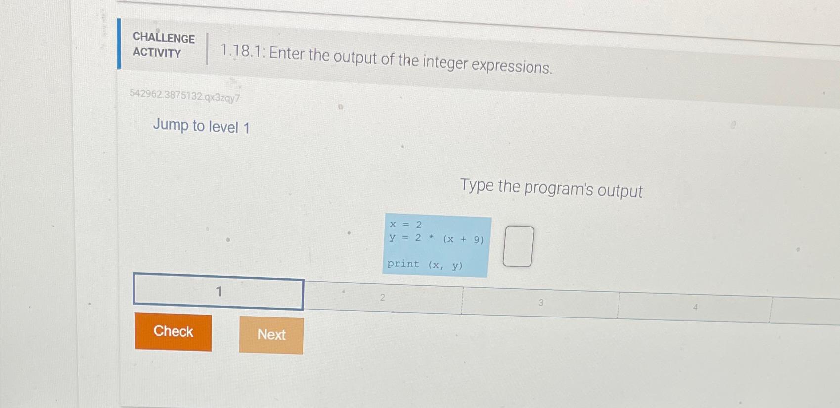 Solved CHALLENGEACTIVITY1.18.1: Enter the output of the | Chegg.com