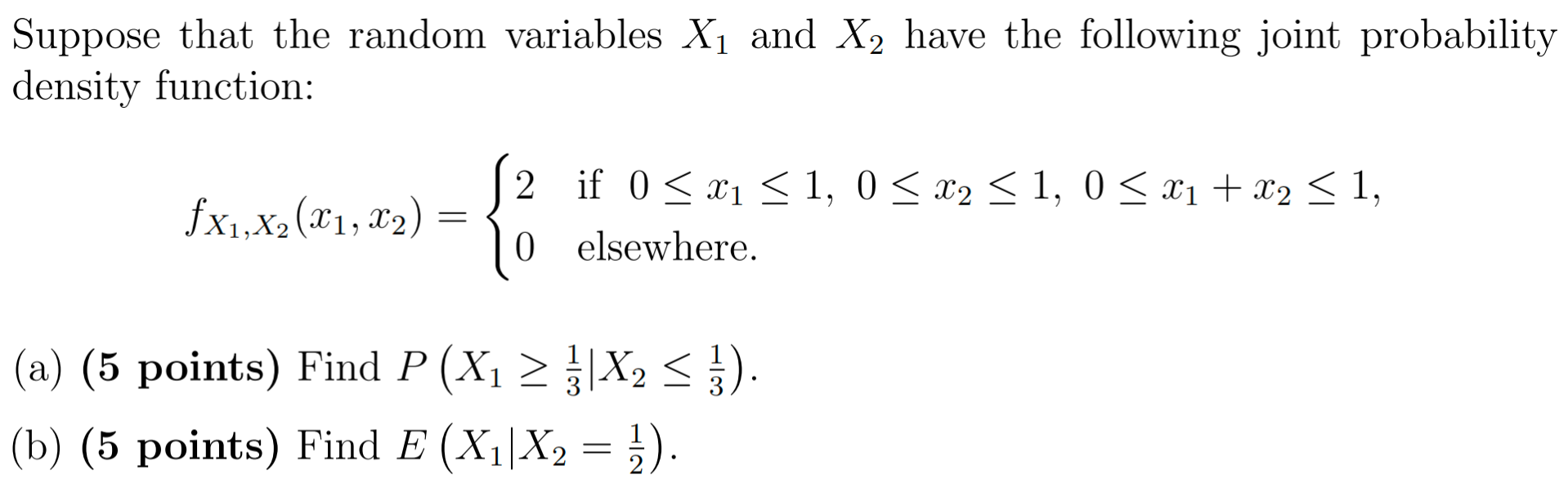 Solved Suppose that the random variables x1 ﻿and x2 ﻿have | Chegg.com