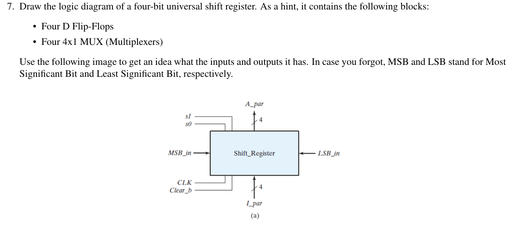 Solved Draw the logic diagram of a four-bit universal shift | Chegg.com