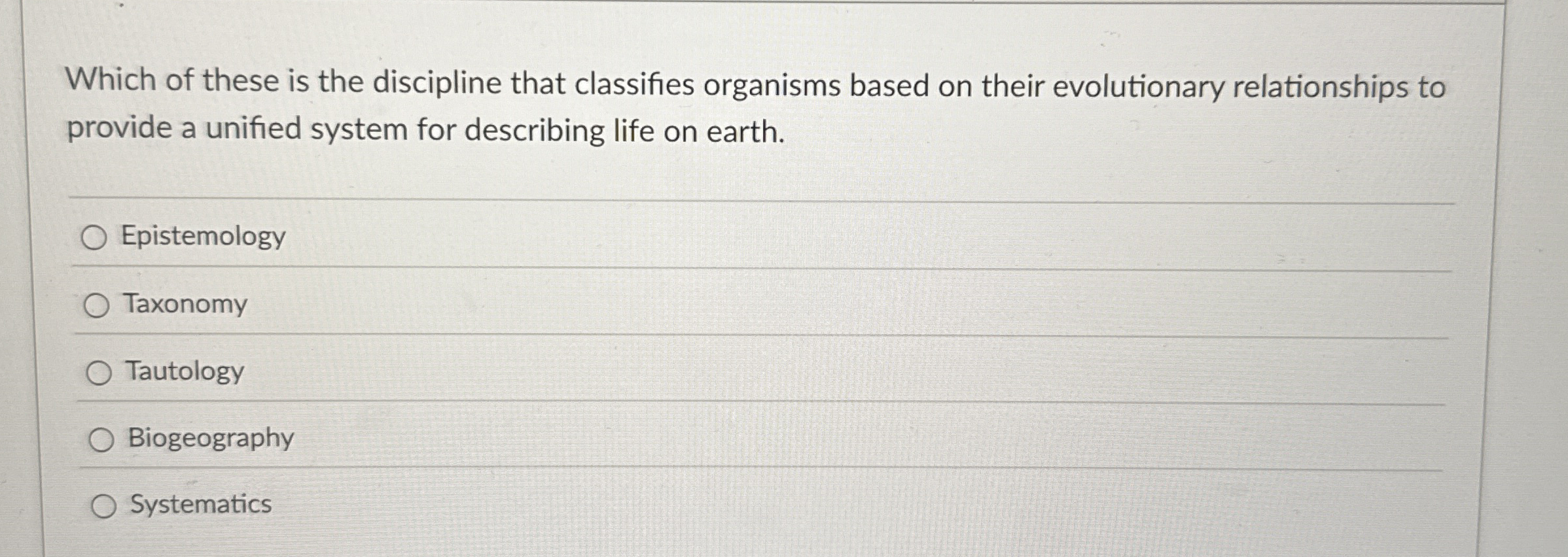Solved Which of these is the discipline that classifies | Chegg.com