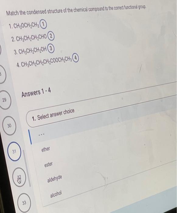 Solved Match the condensed structure of the cherical | Chegg.com