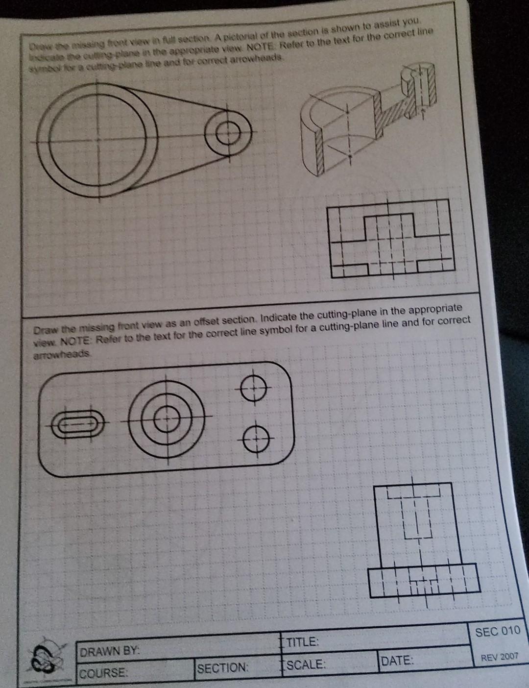 Solved Draw the missing thont veew in fill section. A | Chegg.com