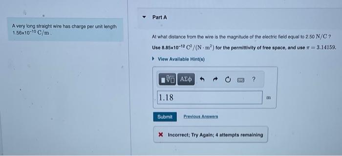 Solved A very long straight wire has charge per unit length | Chegg.com