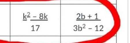 Solved K2 - 8k 17 2b + 1 3b2 - 12 | Chegg.com